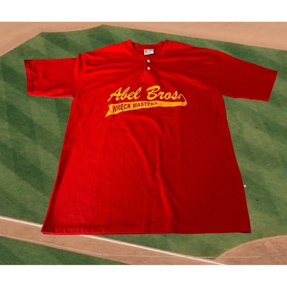 Shirts | Vtg Eagle Usa Mens Xl Red Baseball Softball Jersey Abel Bros ...